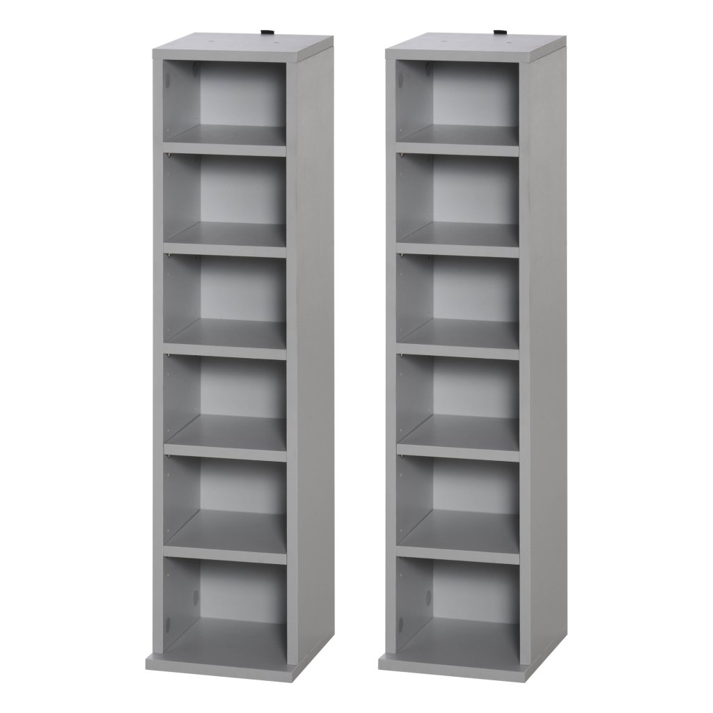 HOMCOM Grey CD Media Display Shelf Unit – Set of 2, Adjustable Blu-Ray ...