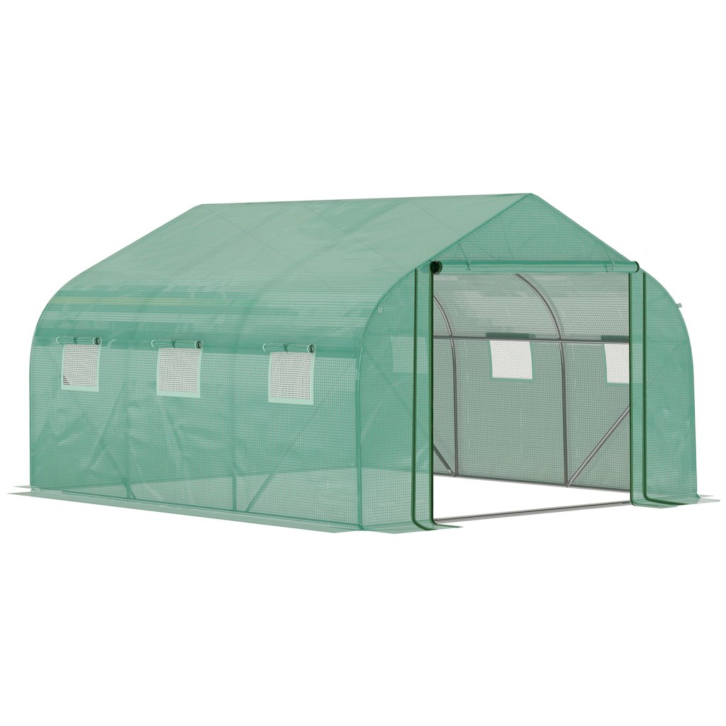 Outsunny Walk-In Polytunnel Greenhouse with PE Cover & Mesh Door: Yavolo