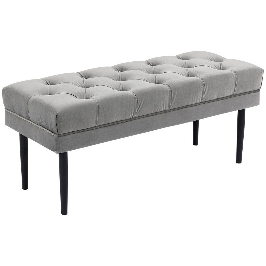 HOMCOM Grey Velvet Upholstered Bed End Bench with Button Tufting: Yavolo