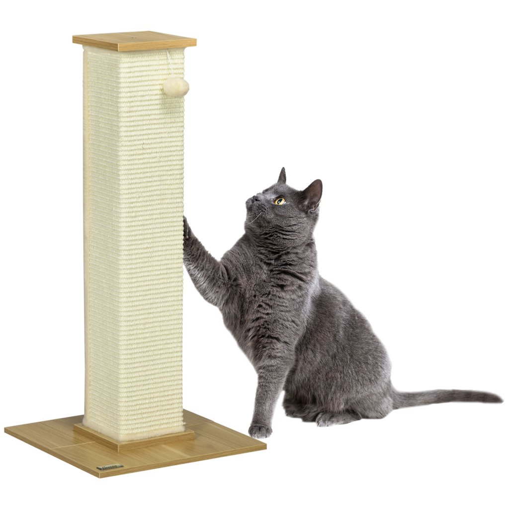 PawHut Cat Scratching Post 80cm Tall Cat Scratch Post with Hanging Ball ...