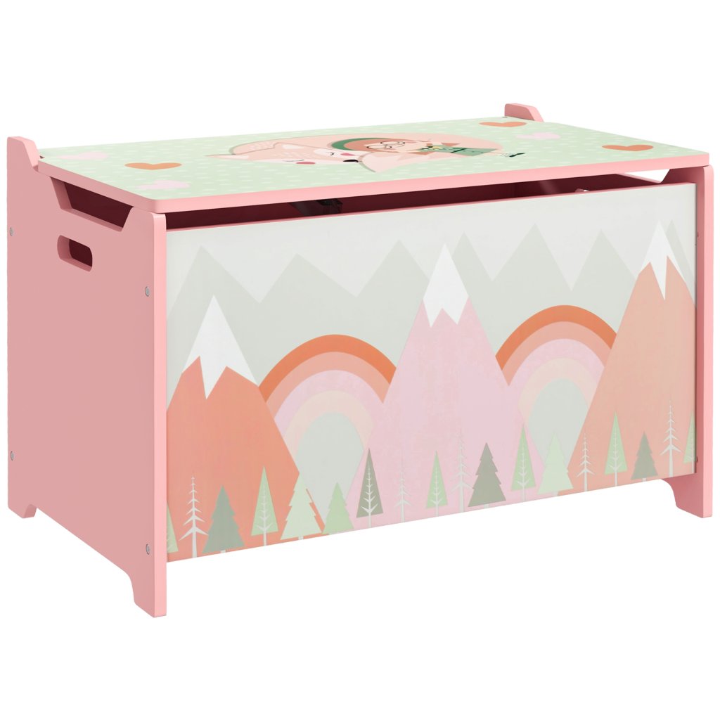 ZONEKIZ Pink Toy Box with Safety Hinge and Cute Design: Yavolo