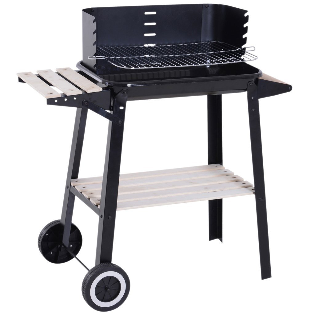 Outsunny Trolley Charcoal BBQ Barbecue Grill Outdoor Patio Garden ...