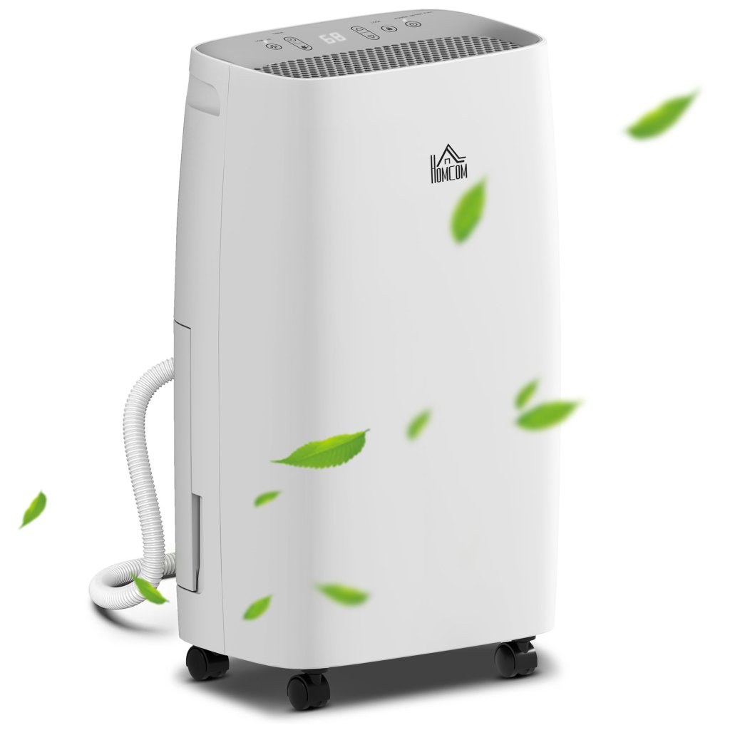 HOMCOM 12L/Day Portable Dehumidifier with 24H Timer & Continuous ...