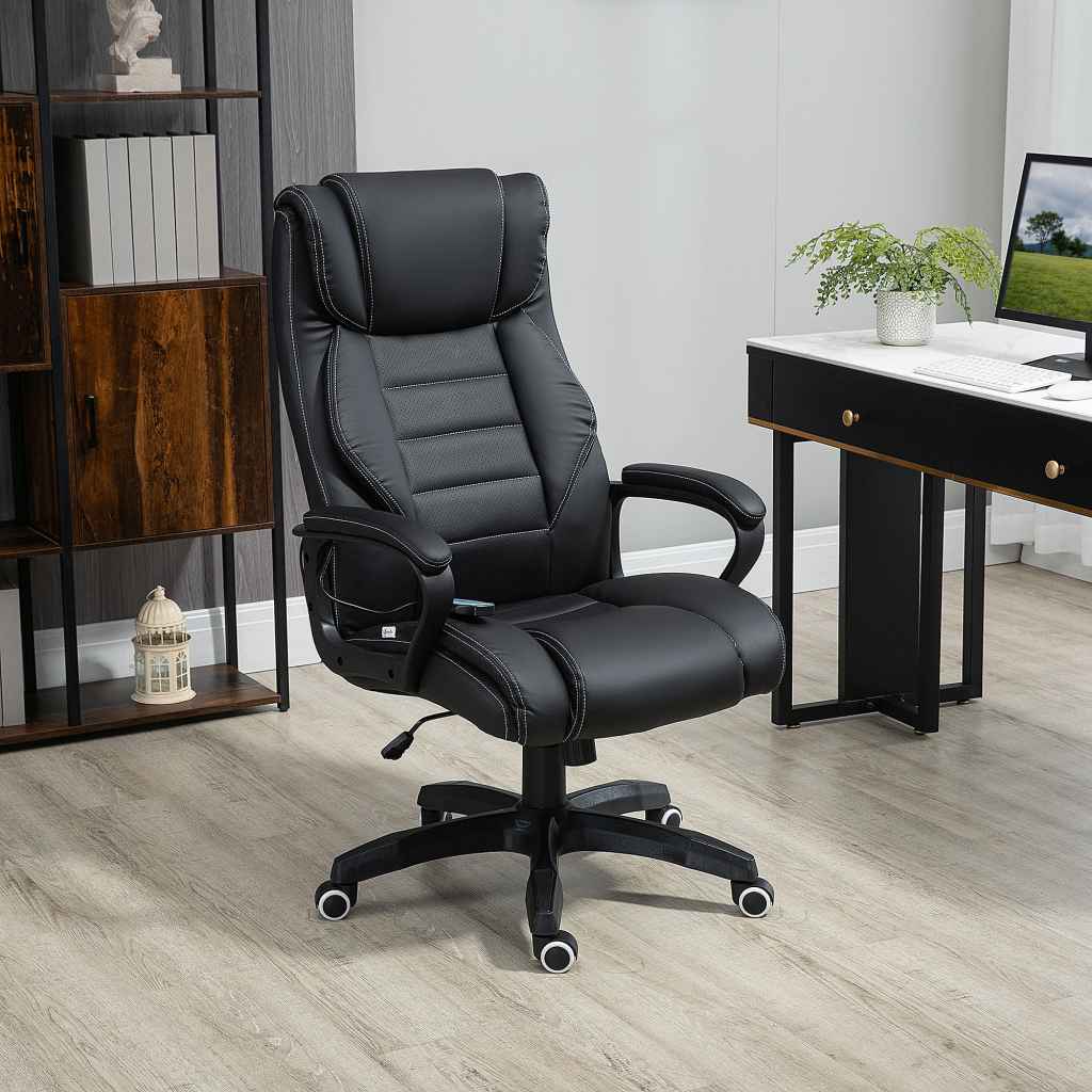 Vinsetto Office Chair with 6-Point Maaage, PU Desk Chair with Padded ...