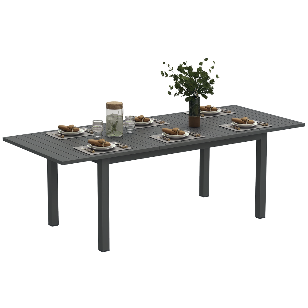 Outsunny Extending Aluminium Dining Table for Garden and Patio - Grey ...