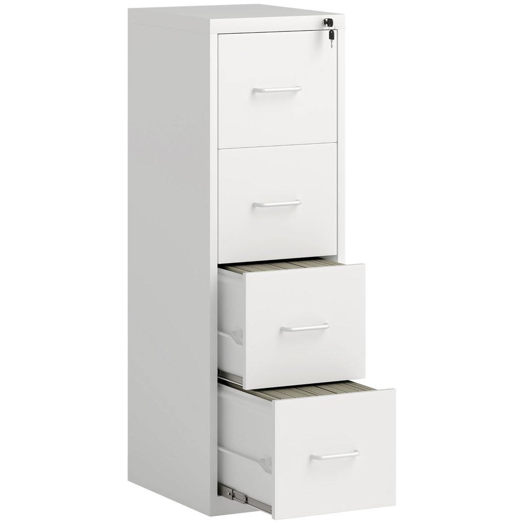 HOMCOM 4 Drawer Filing Cabinet, Vertical File Cabinet with Adjustable ...
