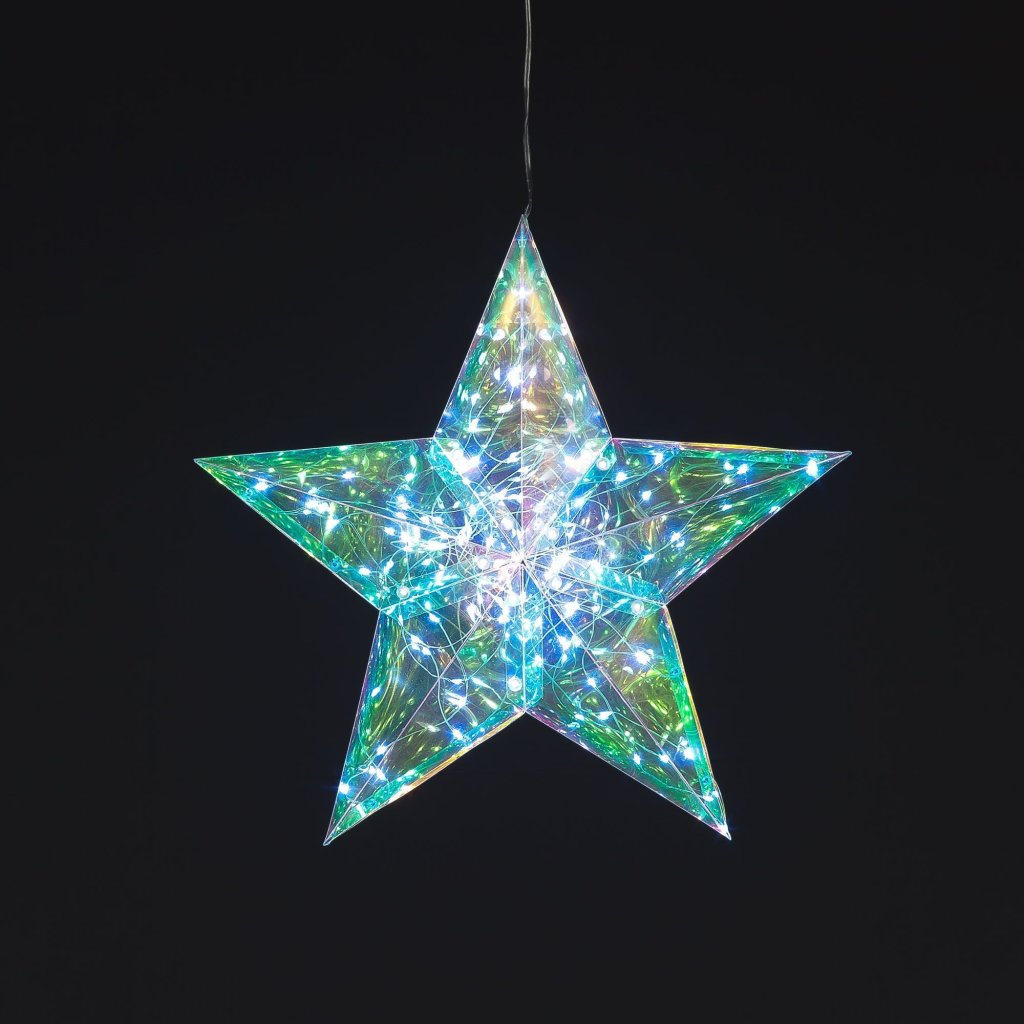 Christmas 3D Iridescent Hanging Star with 100 LED Lights: Yavolo