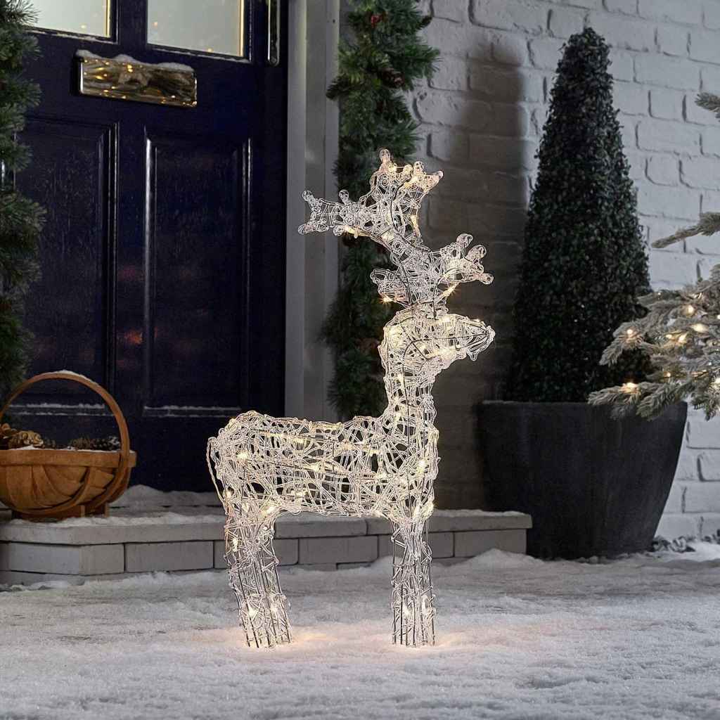 Large 60cm Acrylic Reindeer with Warm White LED Lights: Yavolo