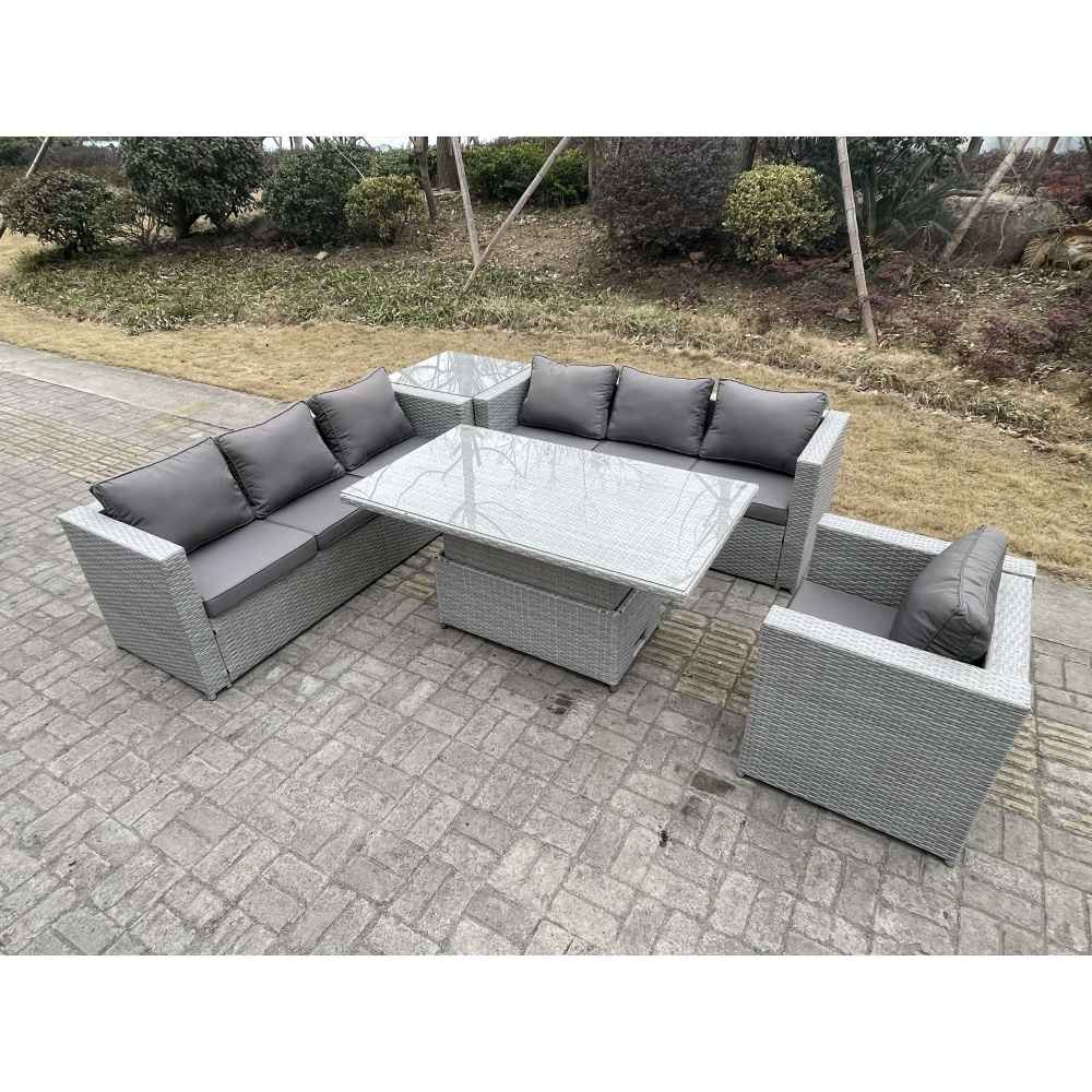 Adjustable Rattan Garden Furniture Set with Rising Table: Yavolo
